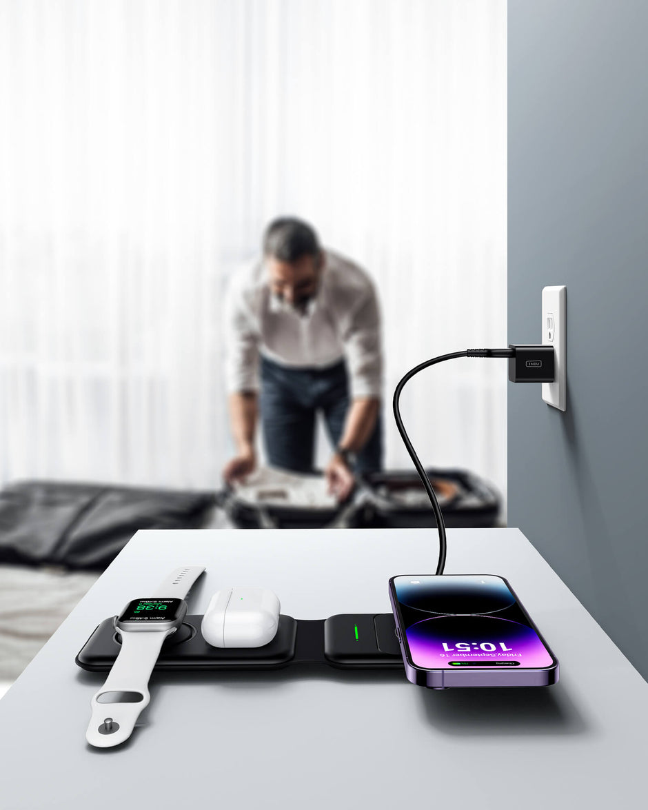 WI222 3 in 1 Wireless Charging Pad & Stand, 15W Magnetic Multifunction