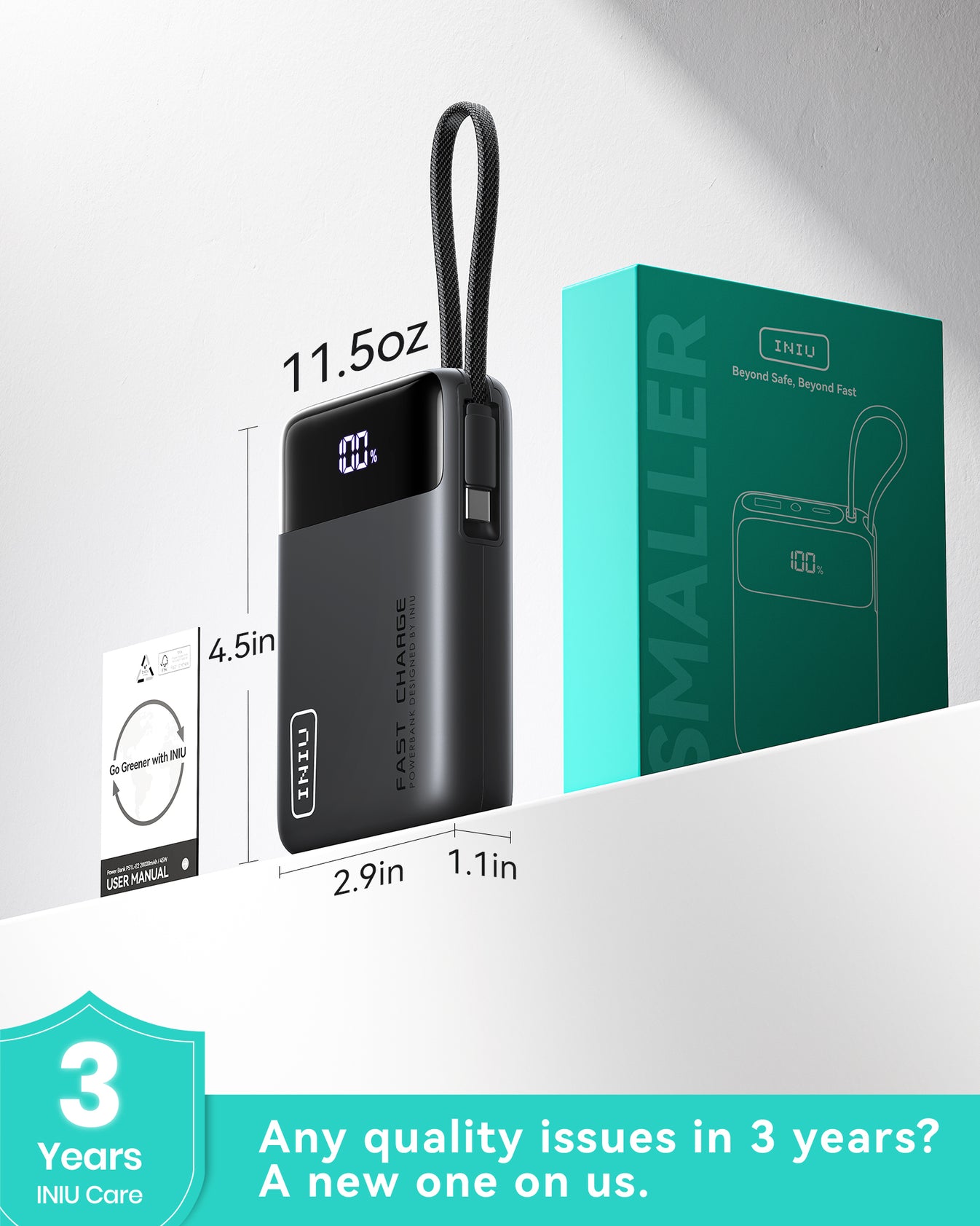 INIU | P51L-E2 | 45W 20000mAh Power Bank Charges Multiple Devices