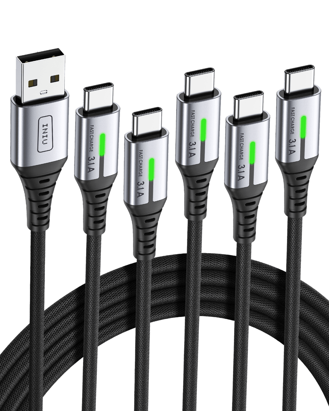 INIU | Durable Braided Nylon USB-C Cables | For Fast Charging